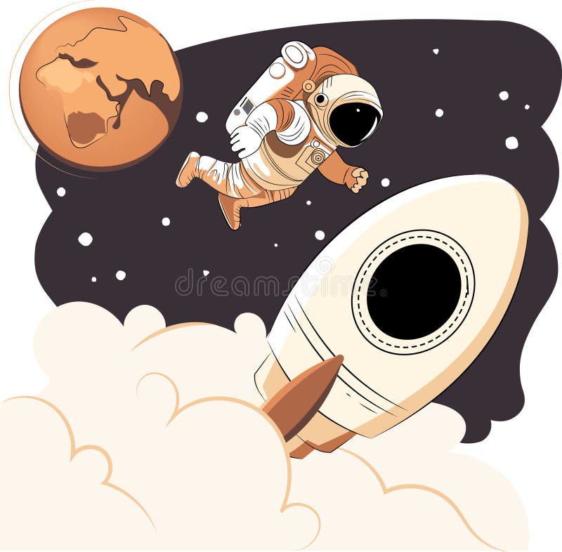 Astronaut Explores Space Being Desert Planet Stock Vector ... Astronaut Explores Space Being Desert Planet Stock Vector ...