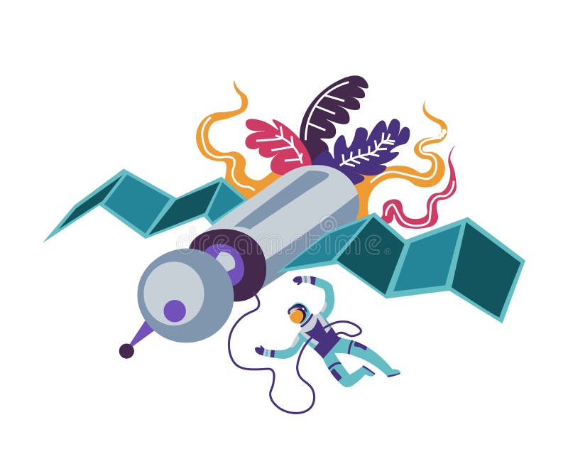 Astronaut Exploring Cosmos, Space Exploration by Cosmonaut with ... Astronaut Exploring Cosmos, Space Exploration by Cosmonaut with ...