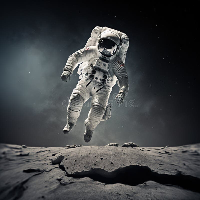 Astronaut Exploring and Floating on Moon, Created Using Generative Ai ...