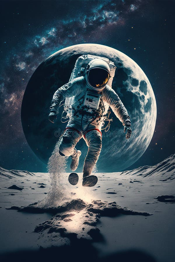 Astronaut Exploring and Floating on Moon, Created Using Generative Ai ...