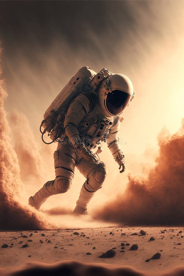 Astronaut Exploring Planet Mars with Dust, Created Using Generative Ai ...