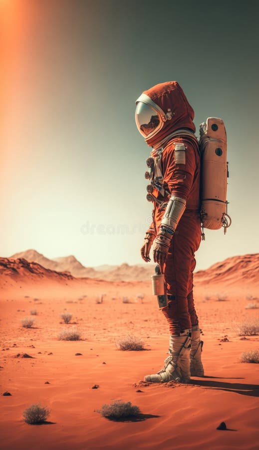 Astronaut Exploring the Red Planet Made with Generative AI. Stock ...