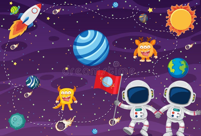 Astronaut Exploring the Space Stock Vector - Illustration of drawing ... Astronaut Exploring the Space Stock Vector - Illustration of drawing ...