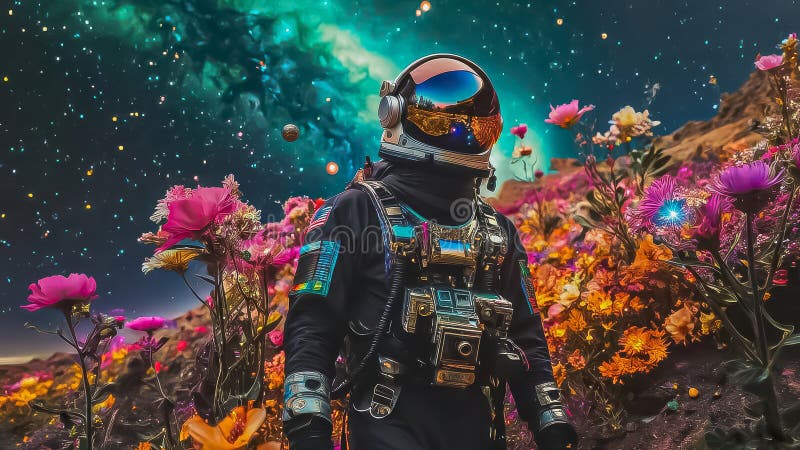 Astronaut Exploring Space of Unknown Planet, Landing on New Unknown ...