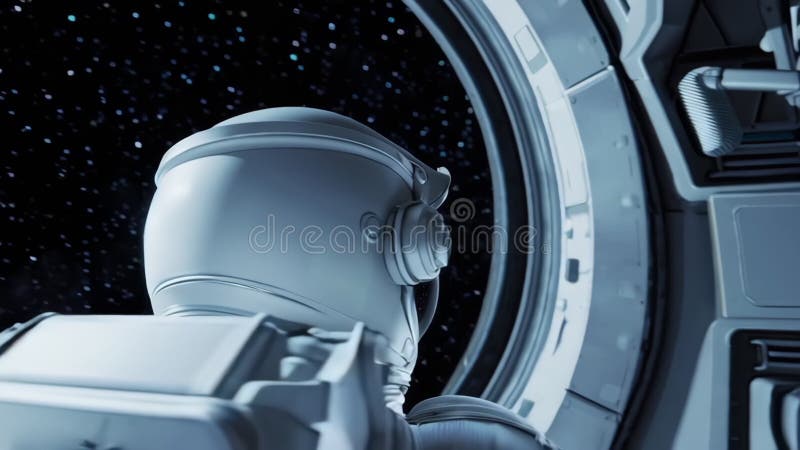 Astronaut Looking at the Universe through a Window Stock Video - Video ...