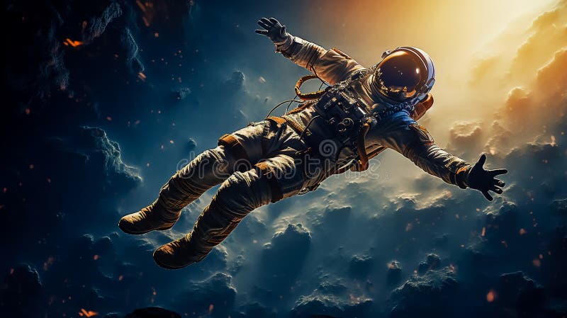 Astronaut Falling Back into the Universe Stock Illustration ...