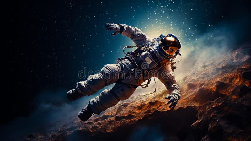 Astronaut Falling Back into the Universe Stock Illustration ...