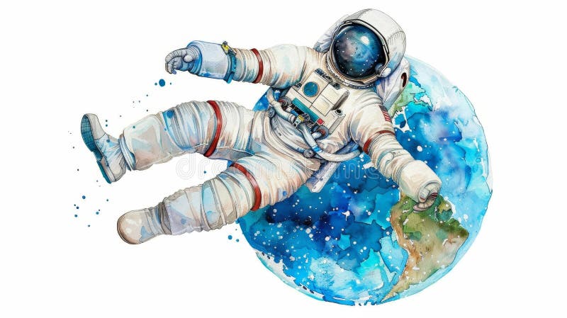 Astronaut Floating Above Earth Illustration Stock Illustration ... Astronaut Floating Above Earth Illustration Stock Illustration ...