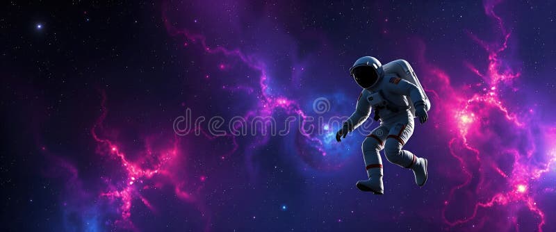 Astronaut Floating in Colorful Deep Space Nebula with Cosmic Background ...