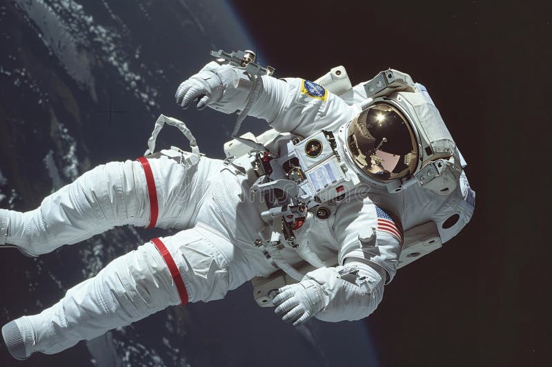 An Astronaut Floating Near the Surface of the Moon in Zero Gravity Stock Illustration ...