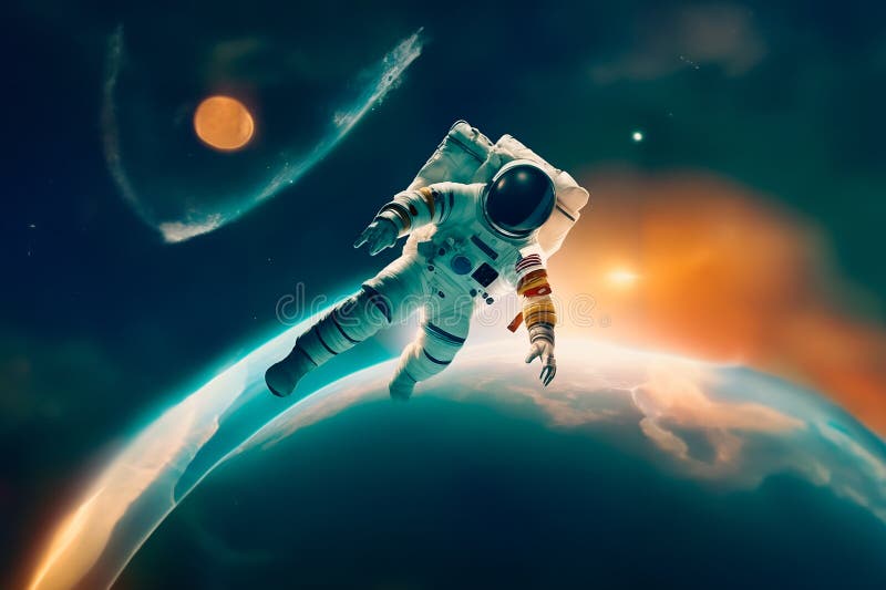 Astronaut Floating in Outer Space. Stock Illustration - Illustration of ...
