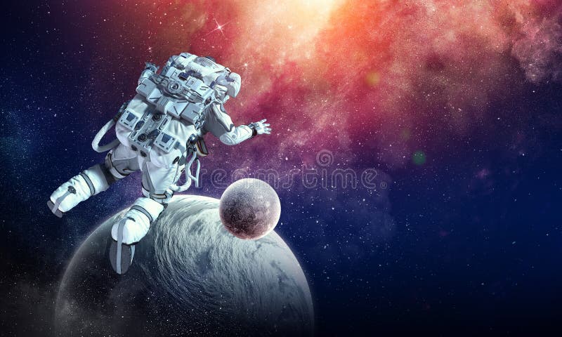 Spaceman and His Mission. Mixed Media Stock Image - Image of atmosphere ...