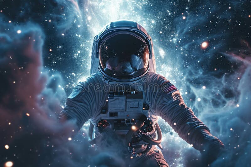 Astronaut Floating in Outer Space with Starry Background, Show an ...