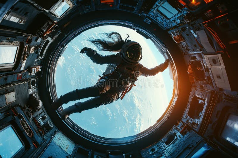 836 Astronaut Floating Space Station Earth Background Stock Photos ...