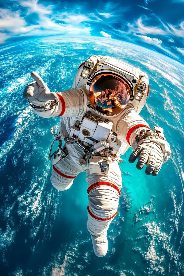 Astronaut Floating Above Earth Space Backdrop Stock Photos - Free ...