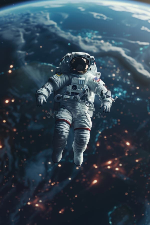 An Astronaut Floating in Space Above the Earth. Suitable for Science ...
