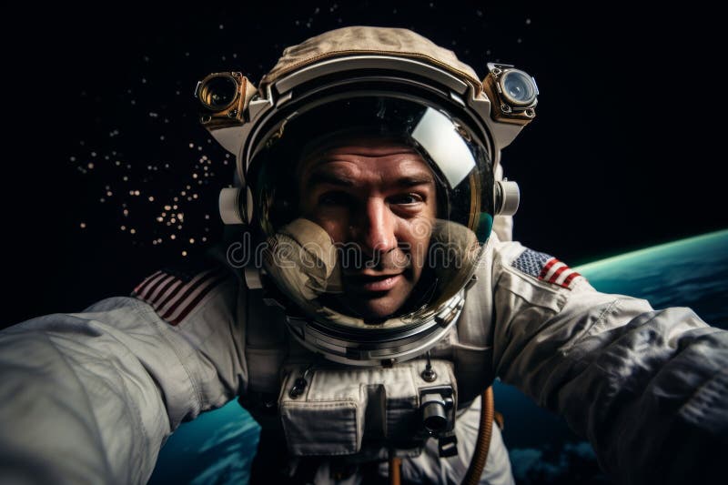 Astronaut Floating in Space Captured in a Wide Angle Perspective ...