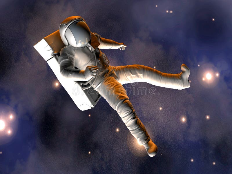 Astronaut Floating in Space Stock Illustration - Illustration of scifi ...
