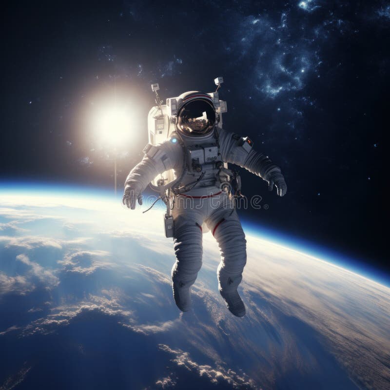 Astronaut Floating in Space with Earth in the Background, Stock ...