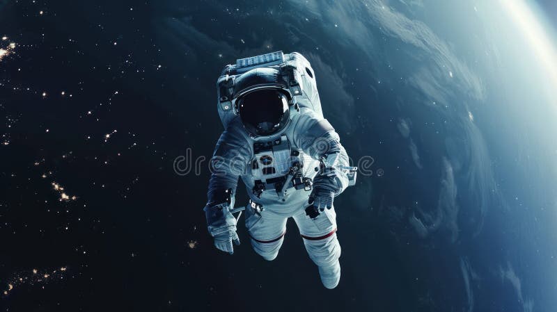 An Astronaut Floating in Space with Earth Visible in the Background ...