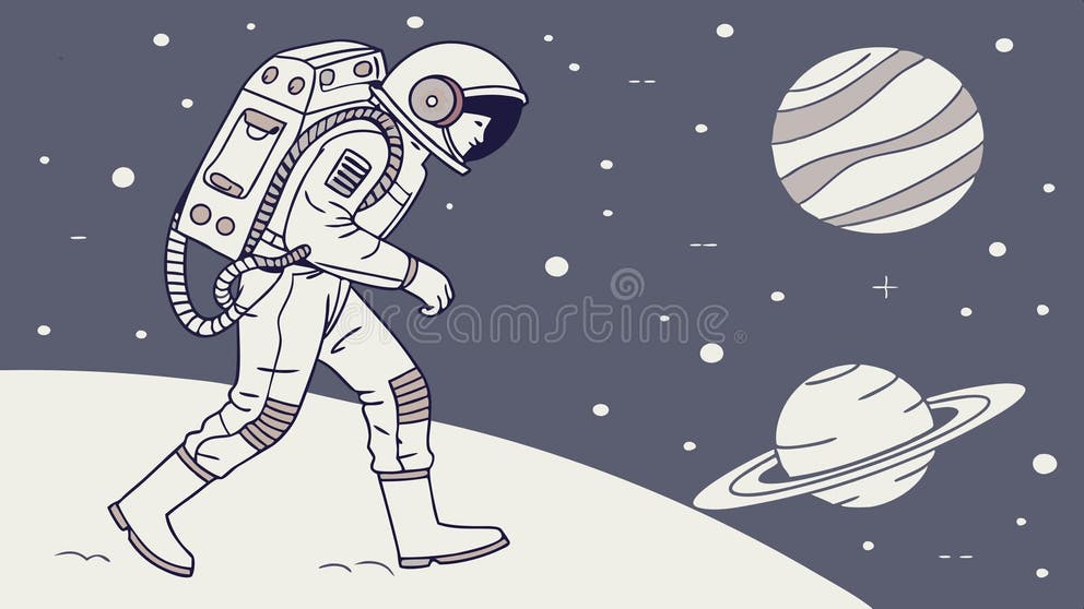 Astronaut Floating in Space, Space Exploration Zero Gravity Vector ...