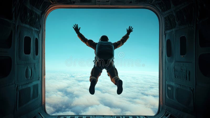 Astronaut Floating in Space, Looking into the Vast Blue Sky, Clouds ...