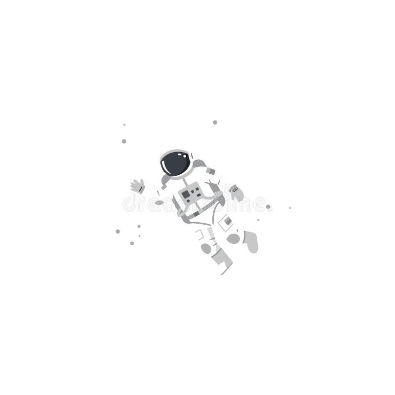 Astronaut Floating in Space with Minimal Gray and White Vector Art ...