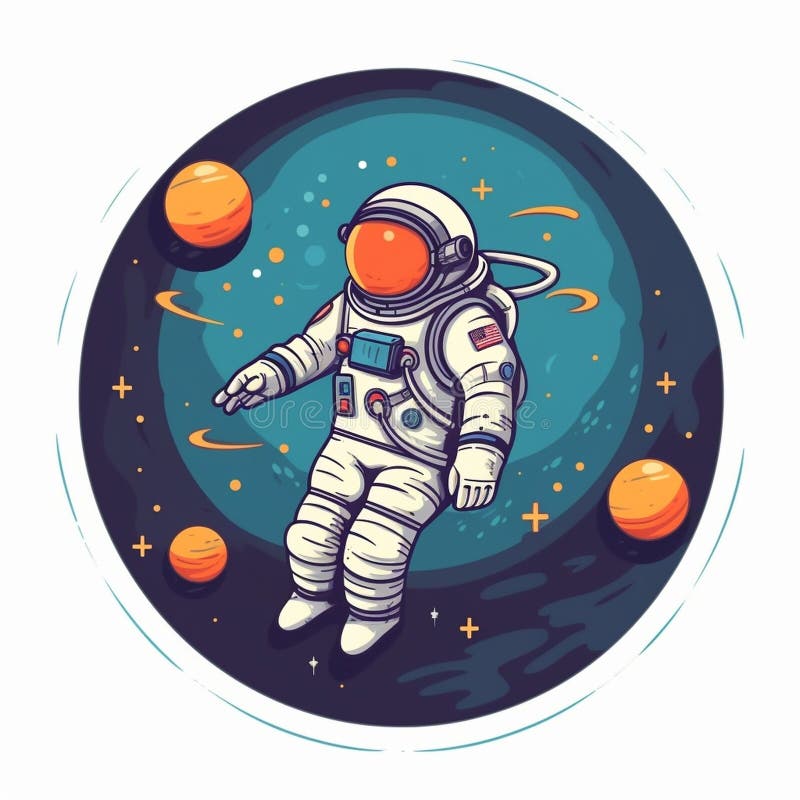 Astronaut Floating in Space among Planets during an Interstellar ...