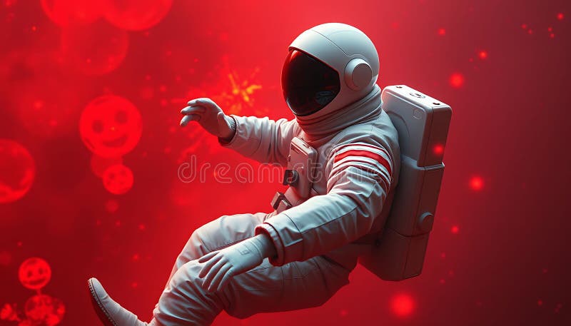 Astronaut Floating in Space, Spacewalk and Zero Gravity Scene, Stock ...