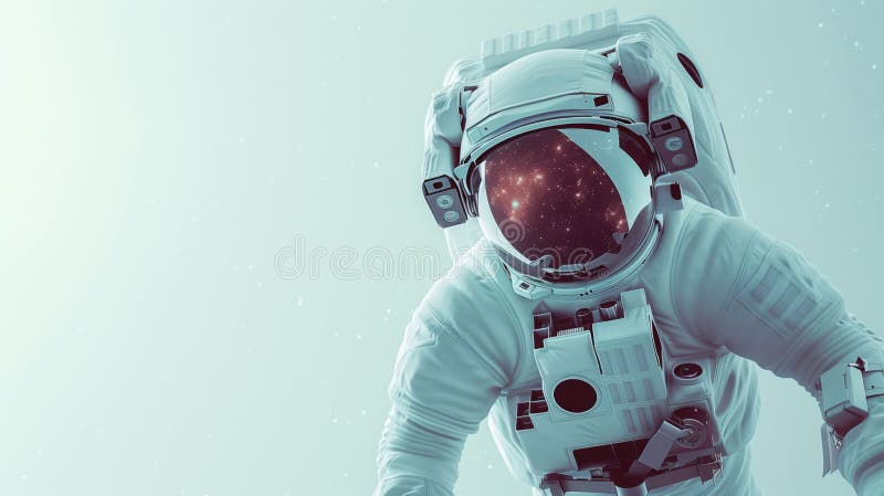 Astronaut Floating Space Starry Reflection Helmet Visor Stock Photos ...