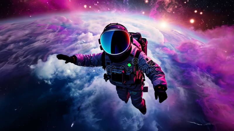 Astronaut Floating in Space with Earth in the Background Stock Footage ...