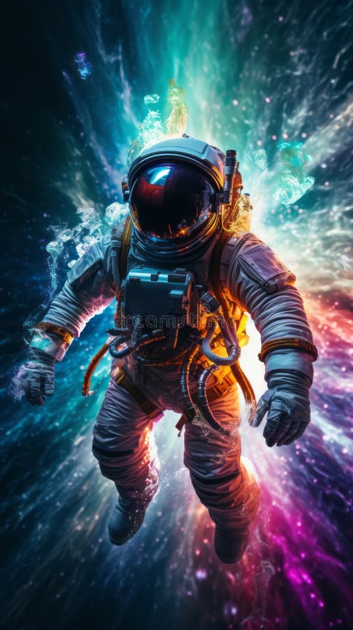 An Astronaut Floating in Space Surrounded by Stars Stock Photo - Image ...