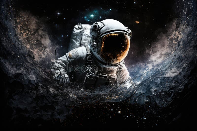 Astronaut, Floating through the Stars and Galaxies in the Blackness of ...