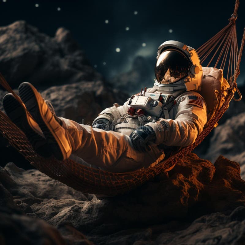 Astronaut Floating in a Swing Chair in Front of a Beautiful Starry ...
