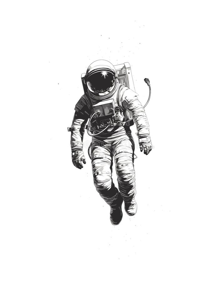 Astronaut Floating Drawing
