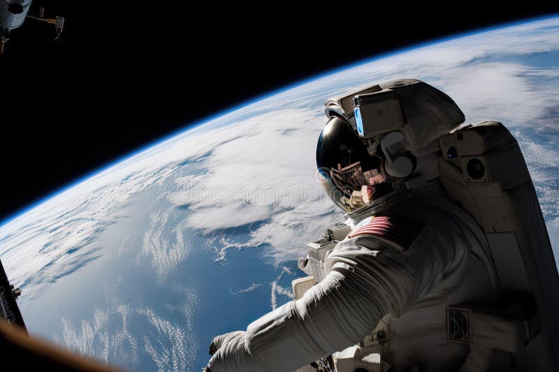 Astronaut, Floating Weightlessly in Space, Taking in the View of the ...