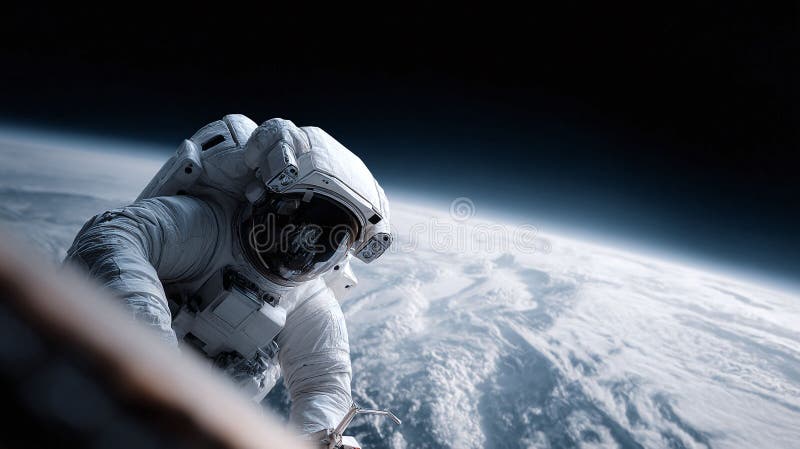 An Astronaut Floats in Zero Gravity Over Earth, Showcasing Exploration ...
