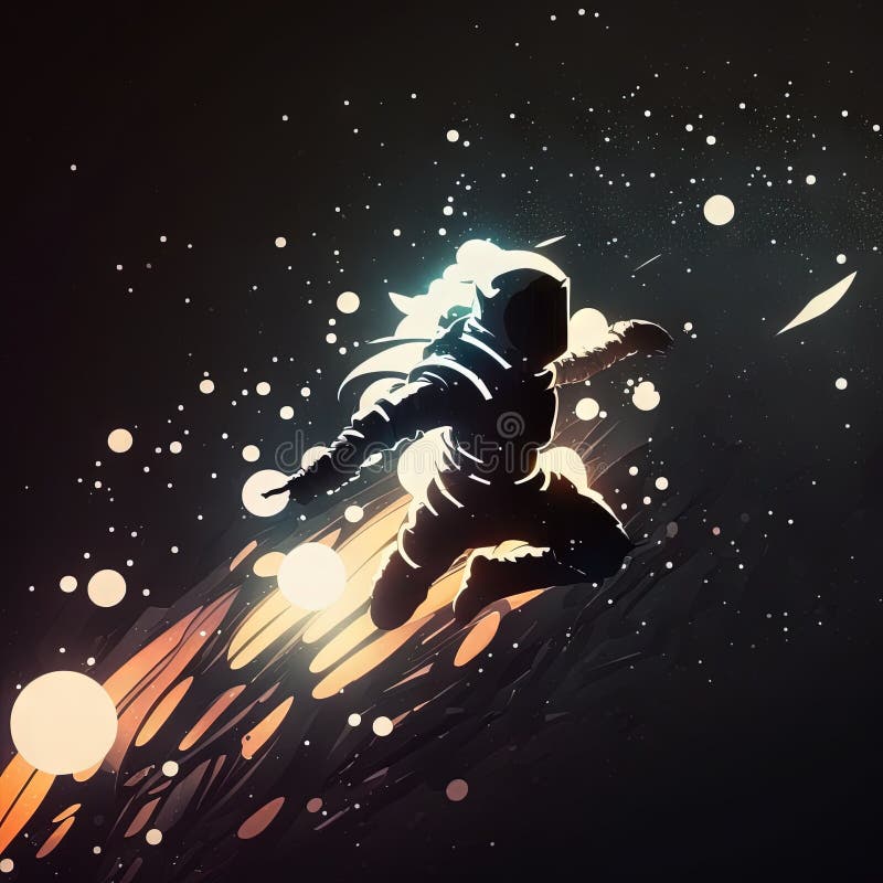 An Astronaut is Flying through the Air on a Space Shuttle. Stock ...