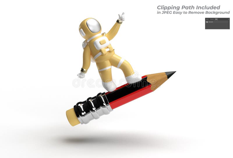 Astronaut with Pencil Pen Tool Created Clipping Path Included in JPEG ...