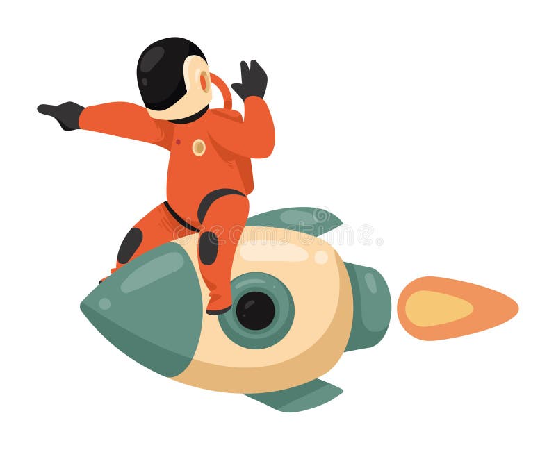 Astronaut flying in rocket stock vector. Illustration of rocket - 264104010