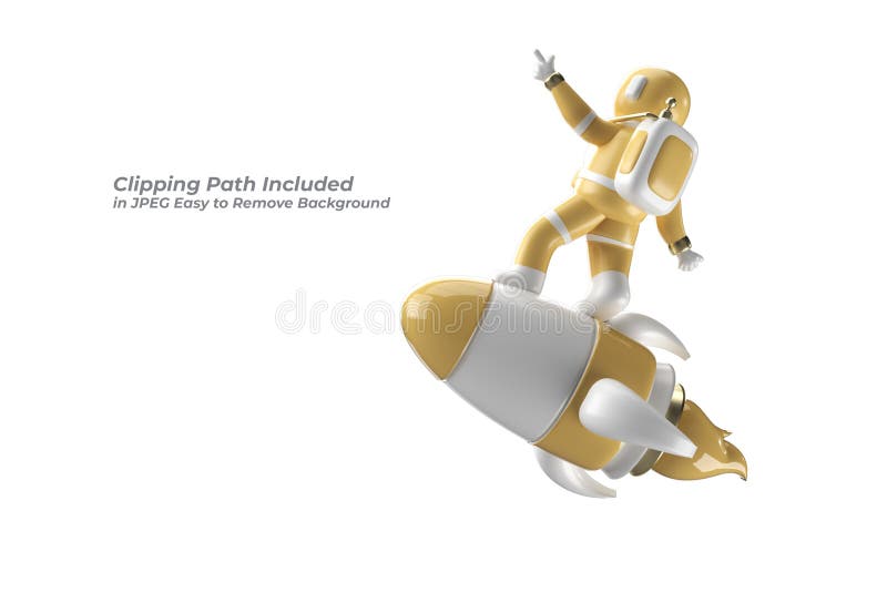 Astronaut Flying Rocket Pen Tool Created Clipping Path Included in JPEG ...