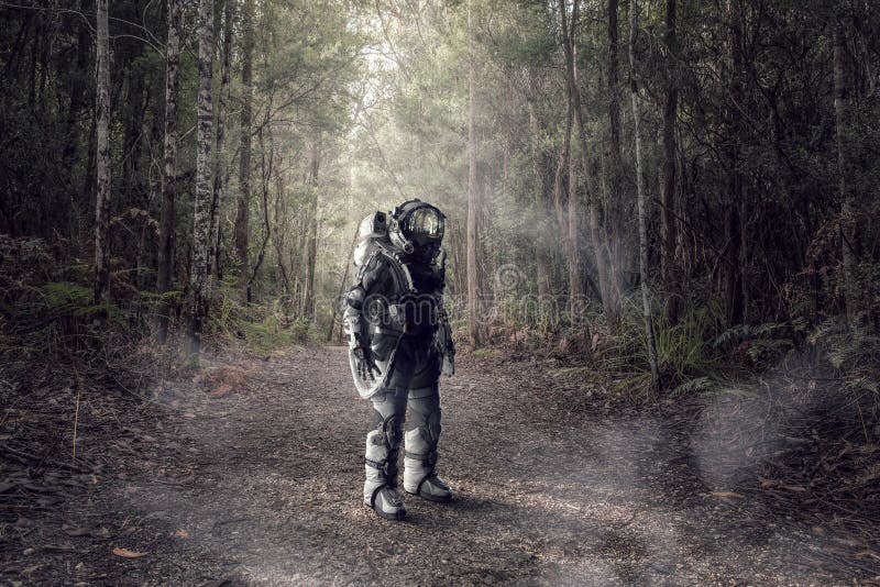 Astronaut in forest stock image. Image of media, future - 91242503