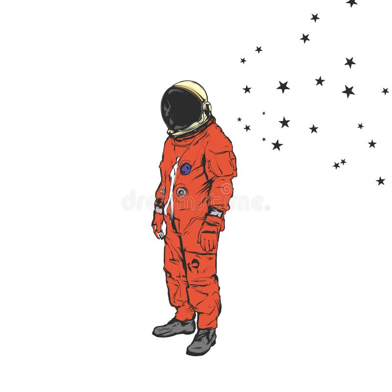 Astronaut Full Body, Realistic Vector Drawing Stock Vector ...