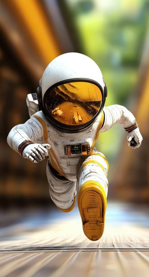 Astronaut Running in Futuristic Space Environment Stock Image - Image ...