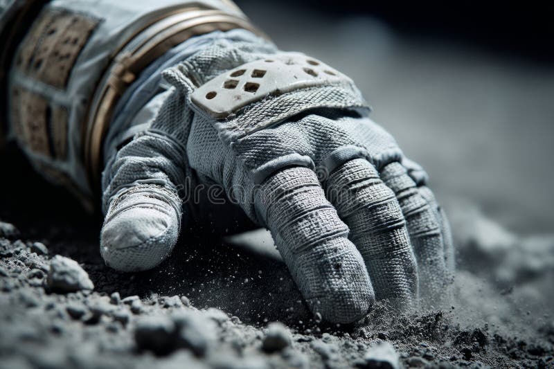 Astronaut Glove Touching Lunar Surface Stock Image - Image of lunar ...
