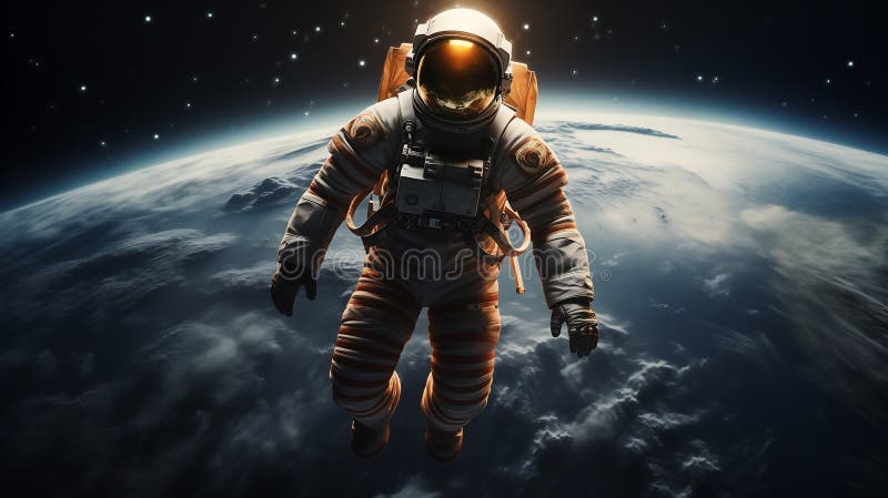 Astronaut Drifting through Space with Earth in Background View AI ...