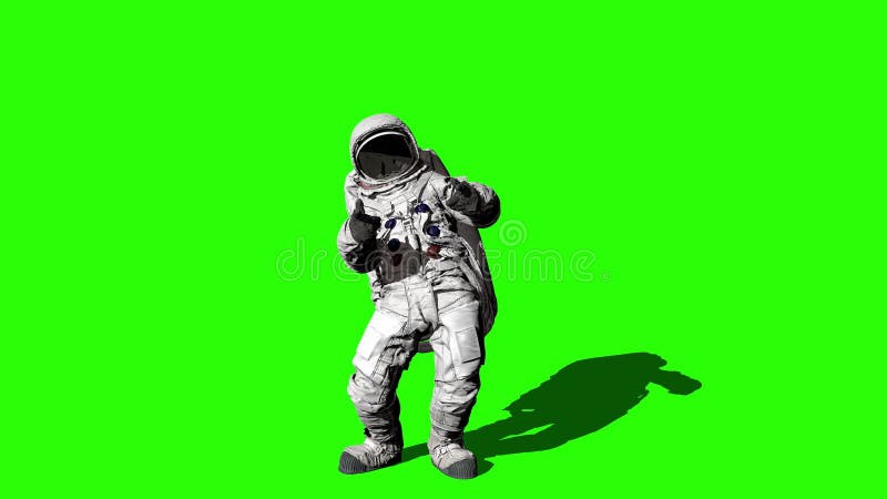 Astronaut Waves on a Green Background. High Detailed 3d Animation ...