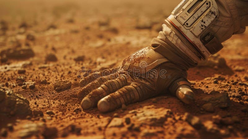 Astronaut Hand Touches Martian Surface Highlighting Space Exploration ...