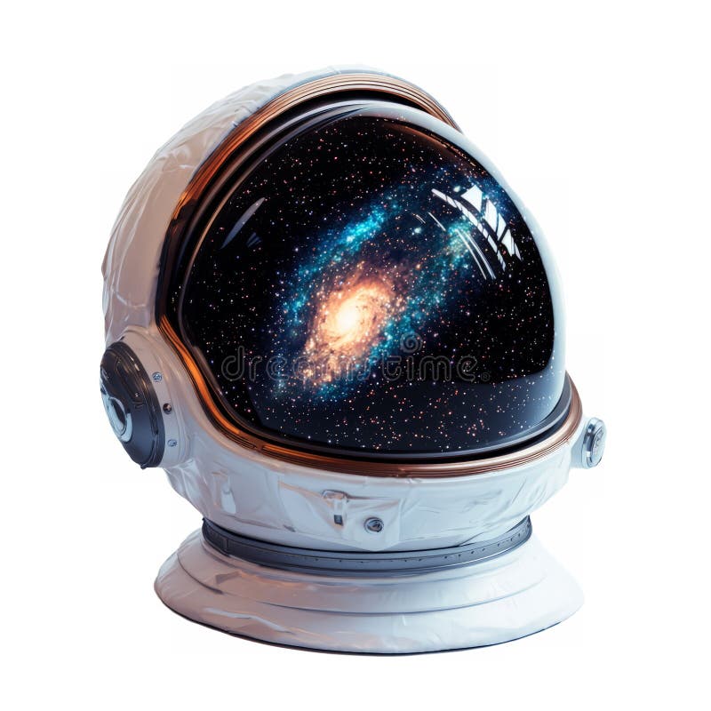 An Astronaut Helmet with a Galaxy Swirling Inside , Glowing, White ...