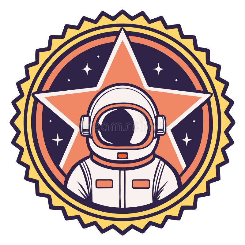 Astronaut Helmet Inside a Star Emblem Stock Vector - Illustration of ...